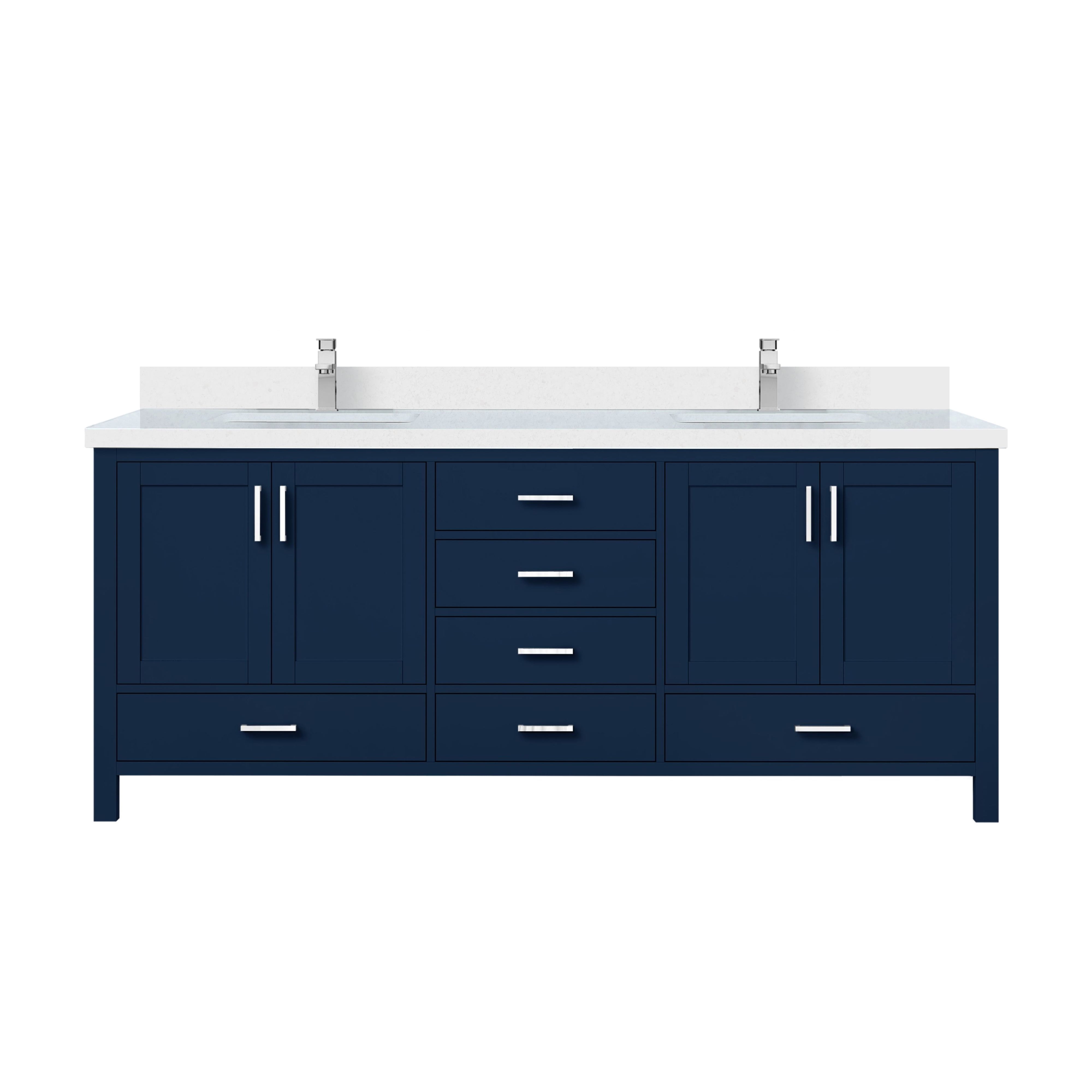 Jacques 80 in. W Navy Blue Double Bath Vanity, Cultured Marble Top, and ...