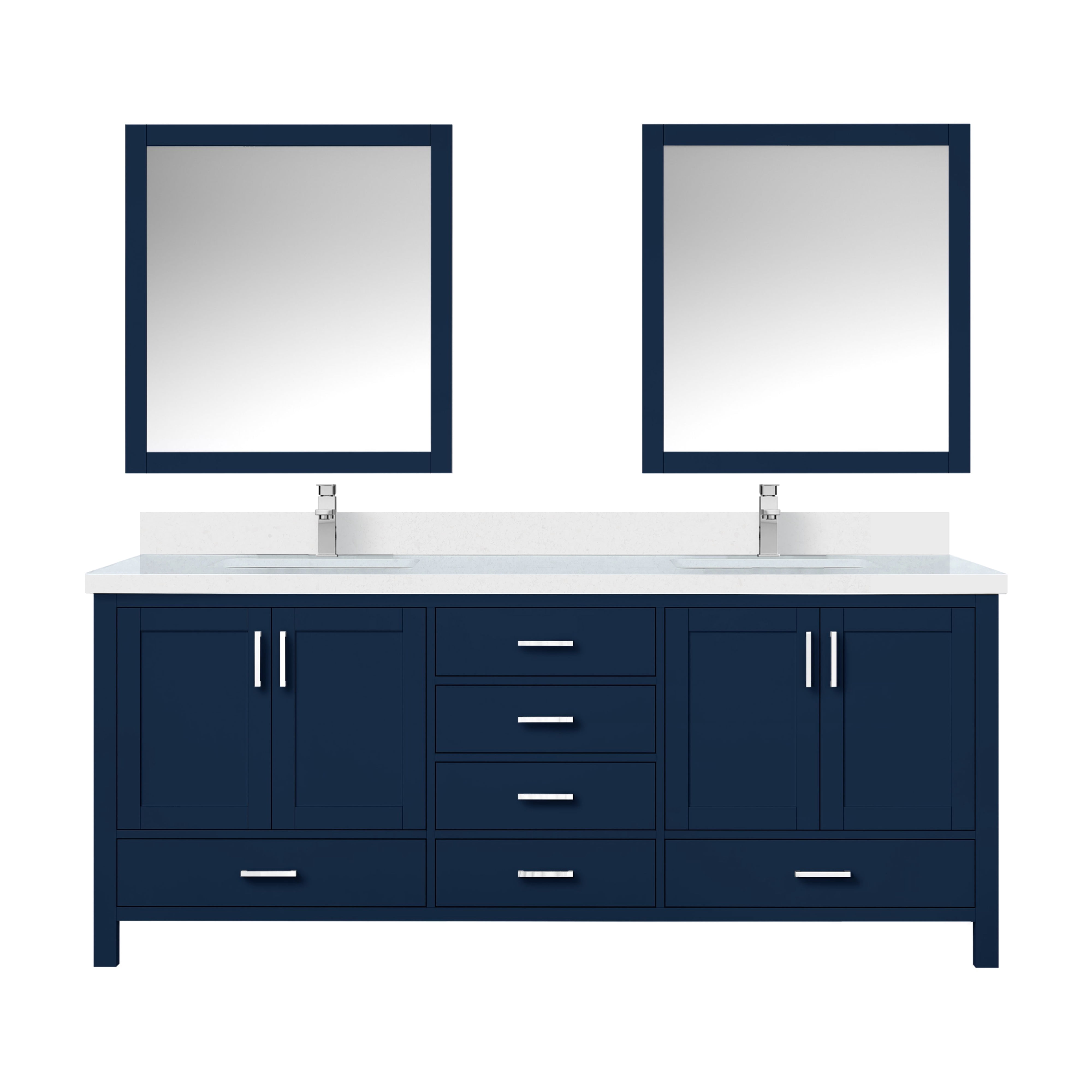 Jacques 80 in W Navy Blue Double Vanity, Cultured Marble Top, Faucet ...