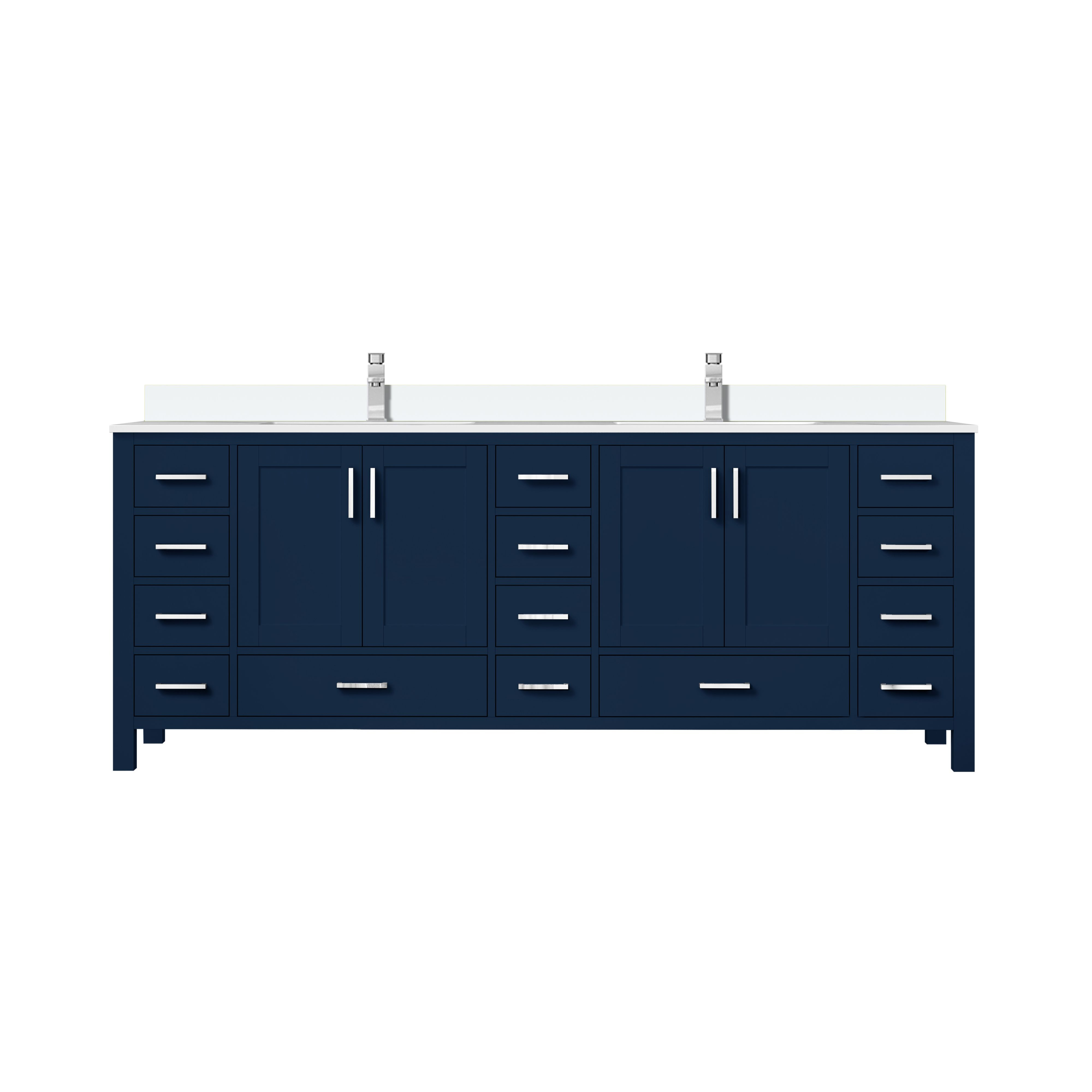 Jacques 84 in. W Navy Blue Double Bath Vanity, Cultured Marble Top, and ...
