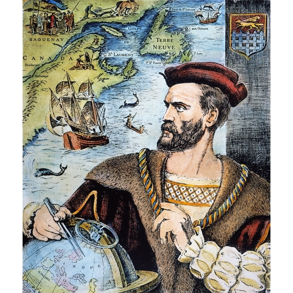 Jacques Cartier. Nfrench Sailor And Explorer French Engraving After A ...