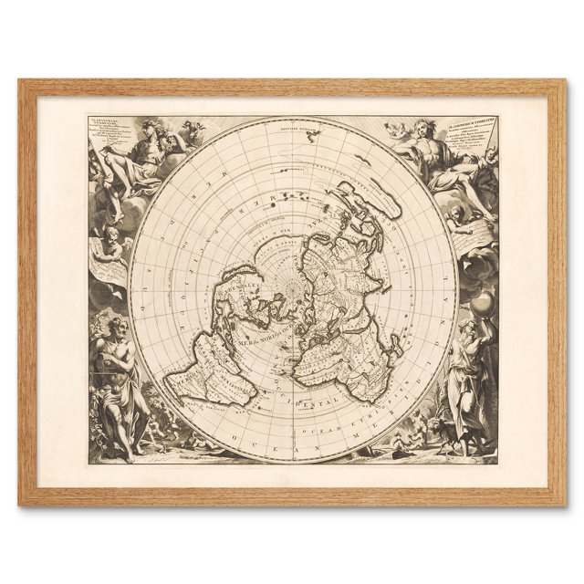 Jacques Cassini Flat Earth Map 1713 Sepia Colour Terrestrial ...
