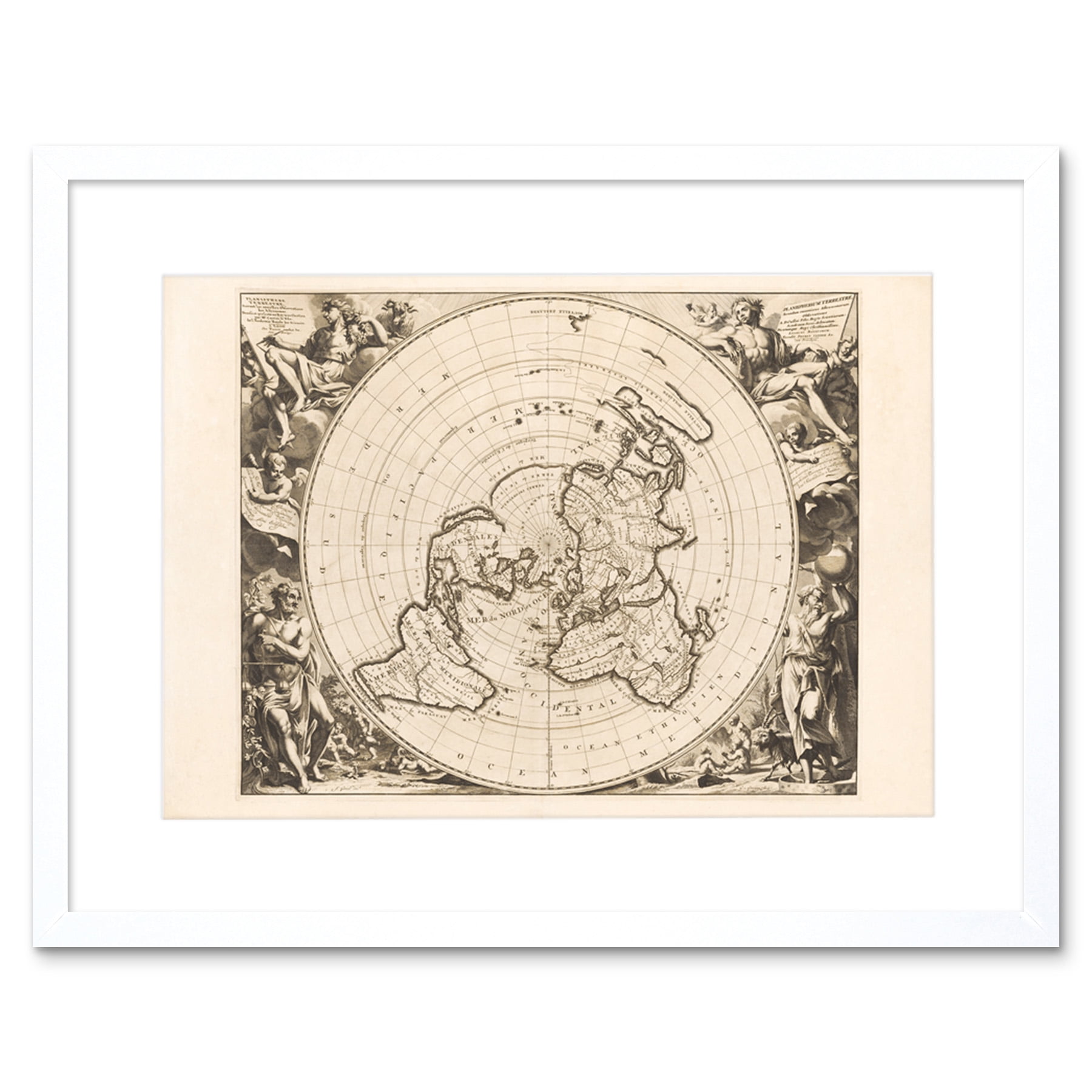 Jacques Cassini Flat Earth Map 1713 Sepia Colour Terrestrial ...