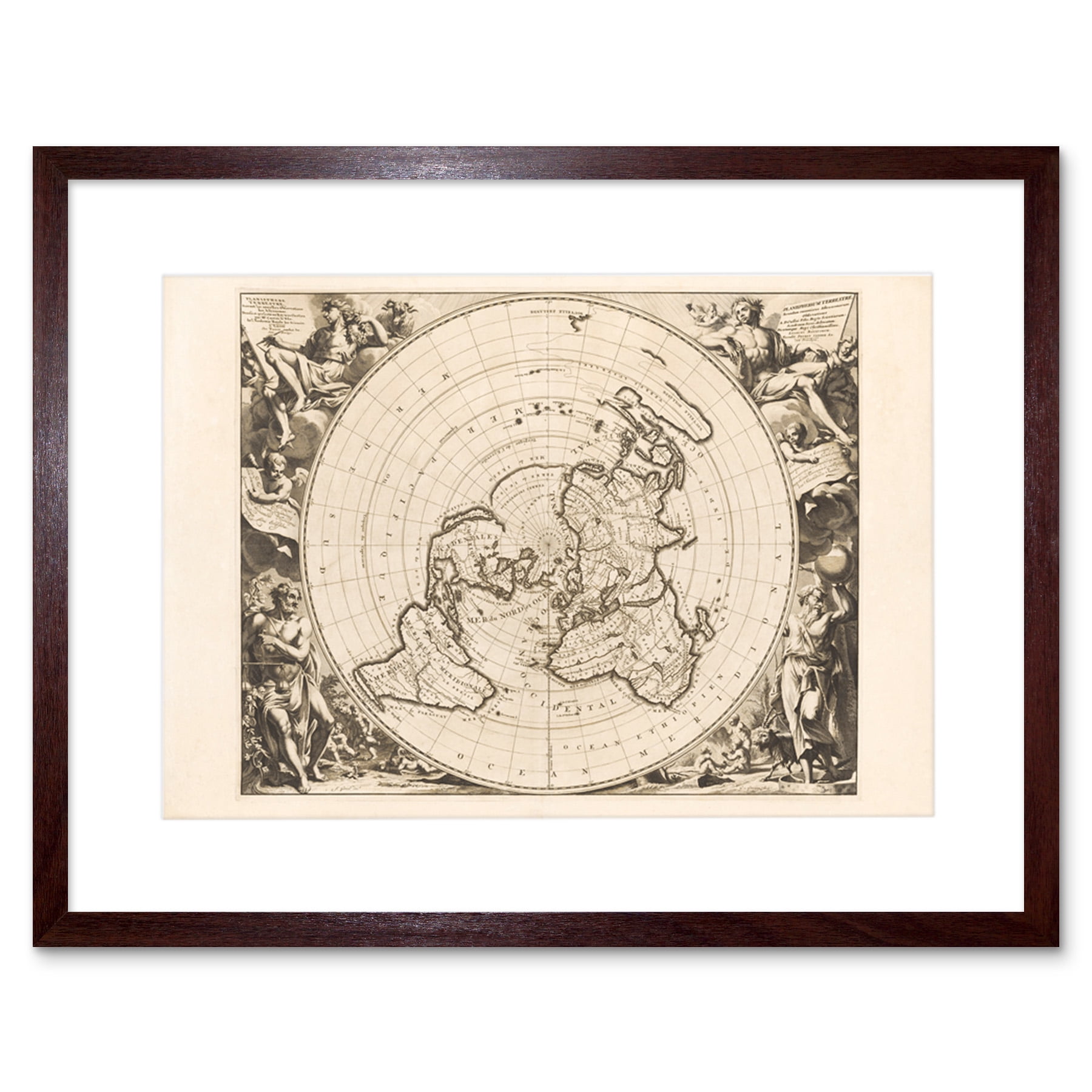 Jacques Cassini Flat Earth Map 1713 Sepia Colour Terrestrial ...