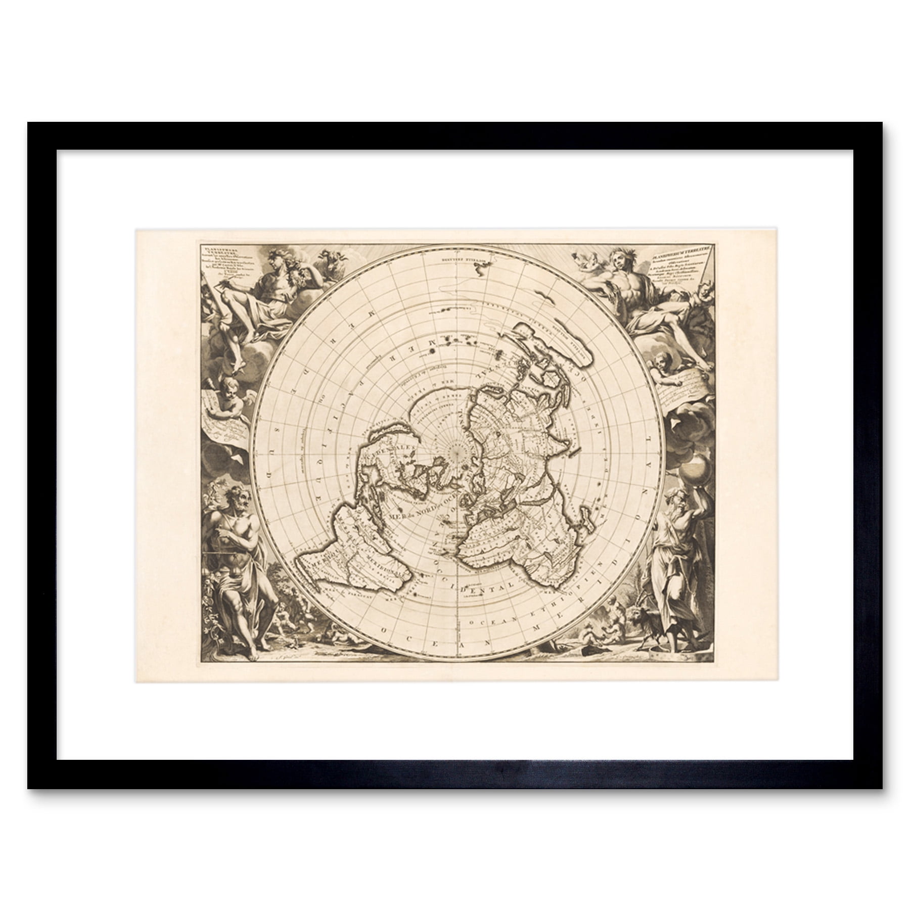 Jacques Cassini Flat Earth Map 1713 Sepia Colour Terrestrial ...
