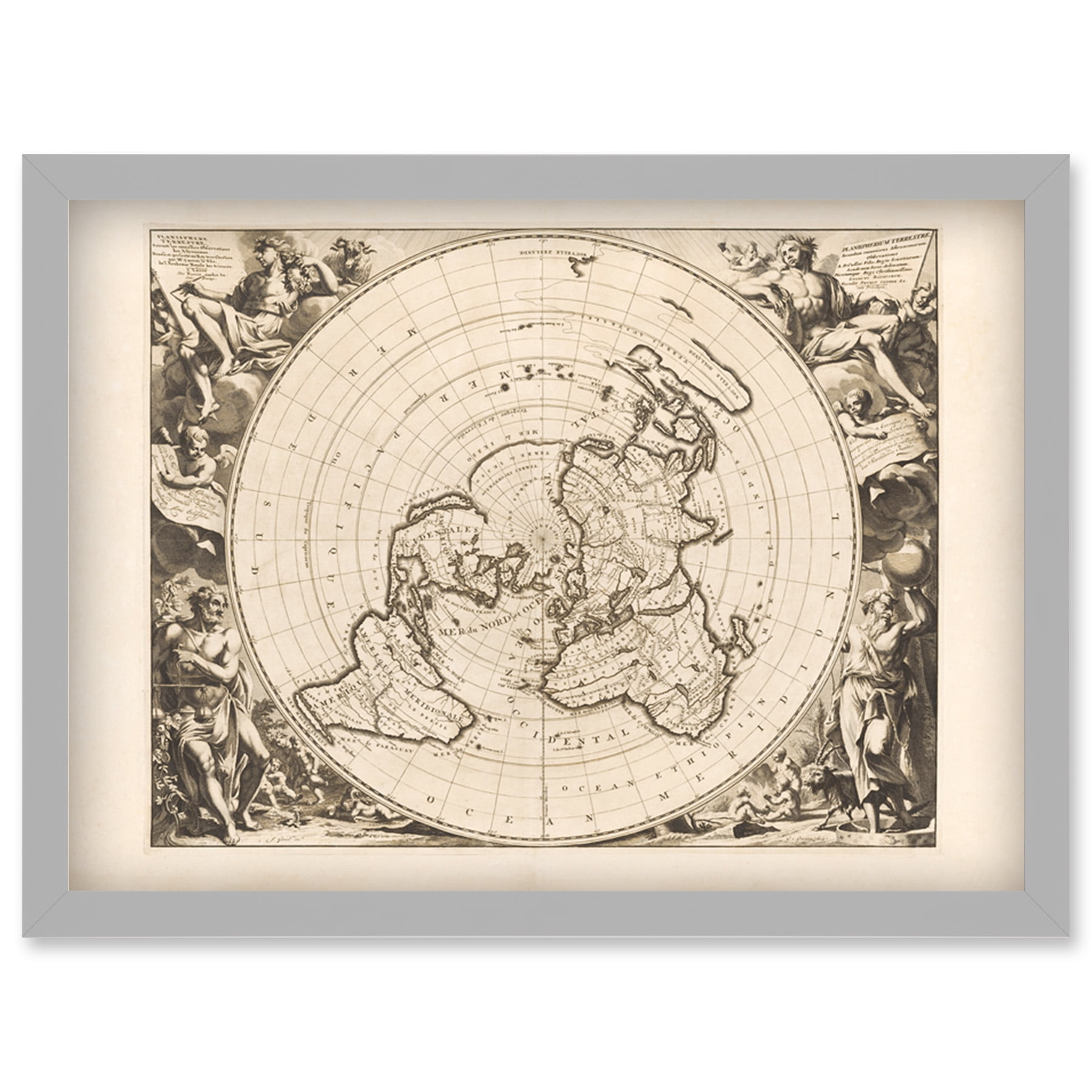 Jacques Cassini Flat Earth Map 1713 Sepia Colour Terrestrial ...