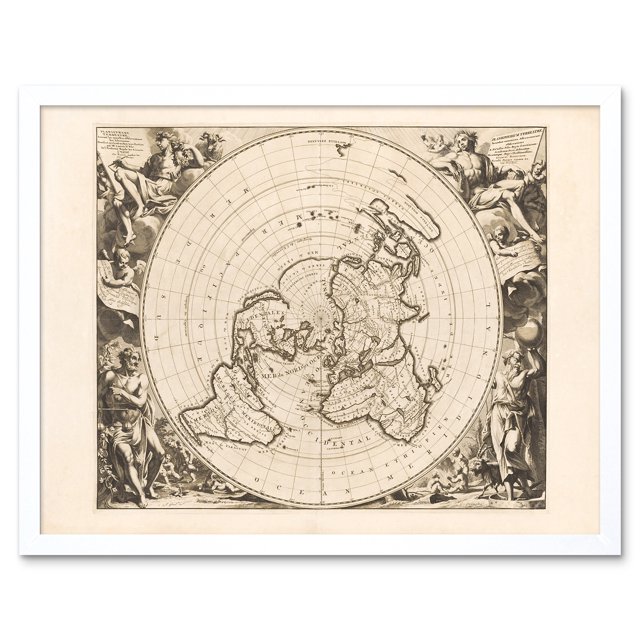 Jacques Cassini Flat Earth Map 1713 Sepia Colour Terrestrial ...