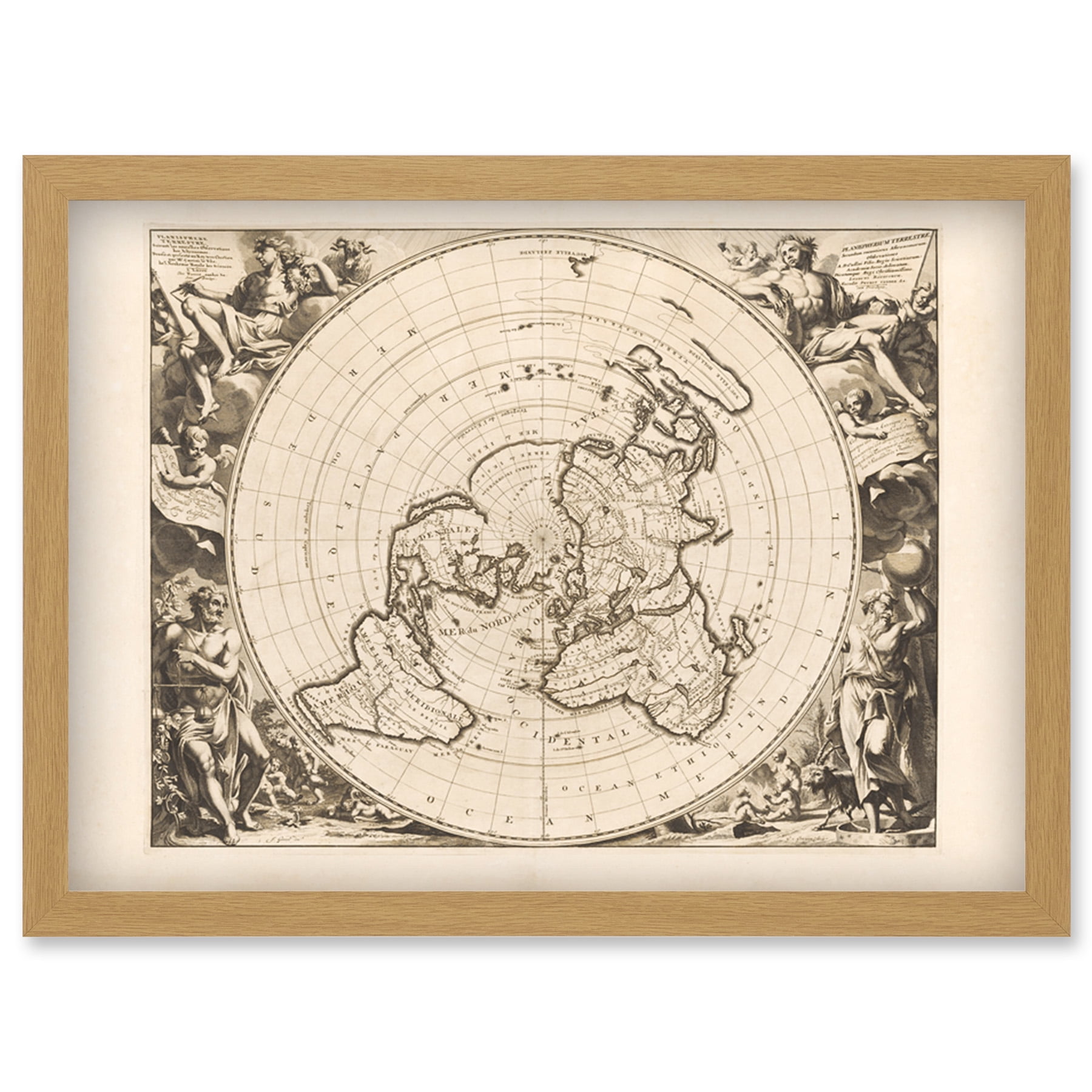 Jacques Cassini Flat Earth Map 1713 Sepia Colour Terrestrial ...