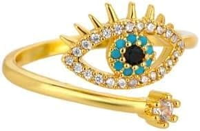 Jacques Eclat 18K Gold Blue Evil Eye Ring, Gold Plated Gothic Protection Amulet Evil Eye ...