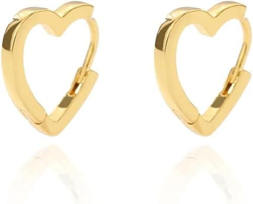 Jacques Eclat 18K Gold Simple Heart Hoop Earrings, Gold Plated Heart ...