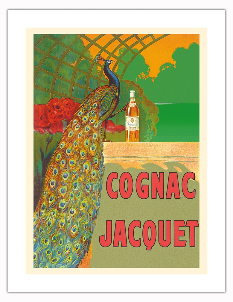 Jacquet French Cognac - Peacock - Vintage Advertising Poster by Camille ...