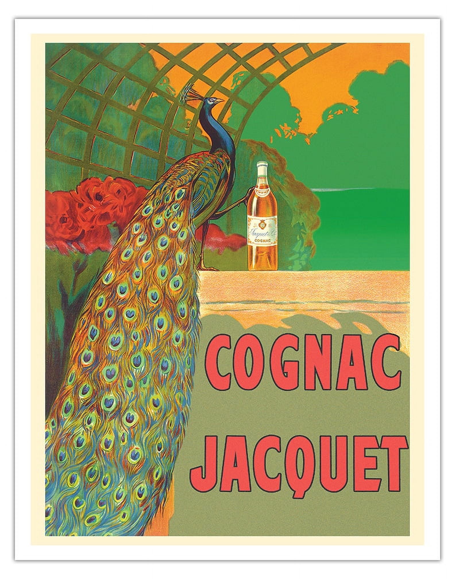 Jacquet French Cognac - Peacock - Vintage Advertising Poster by Camille ...