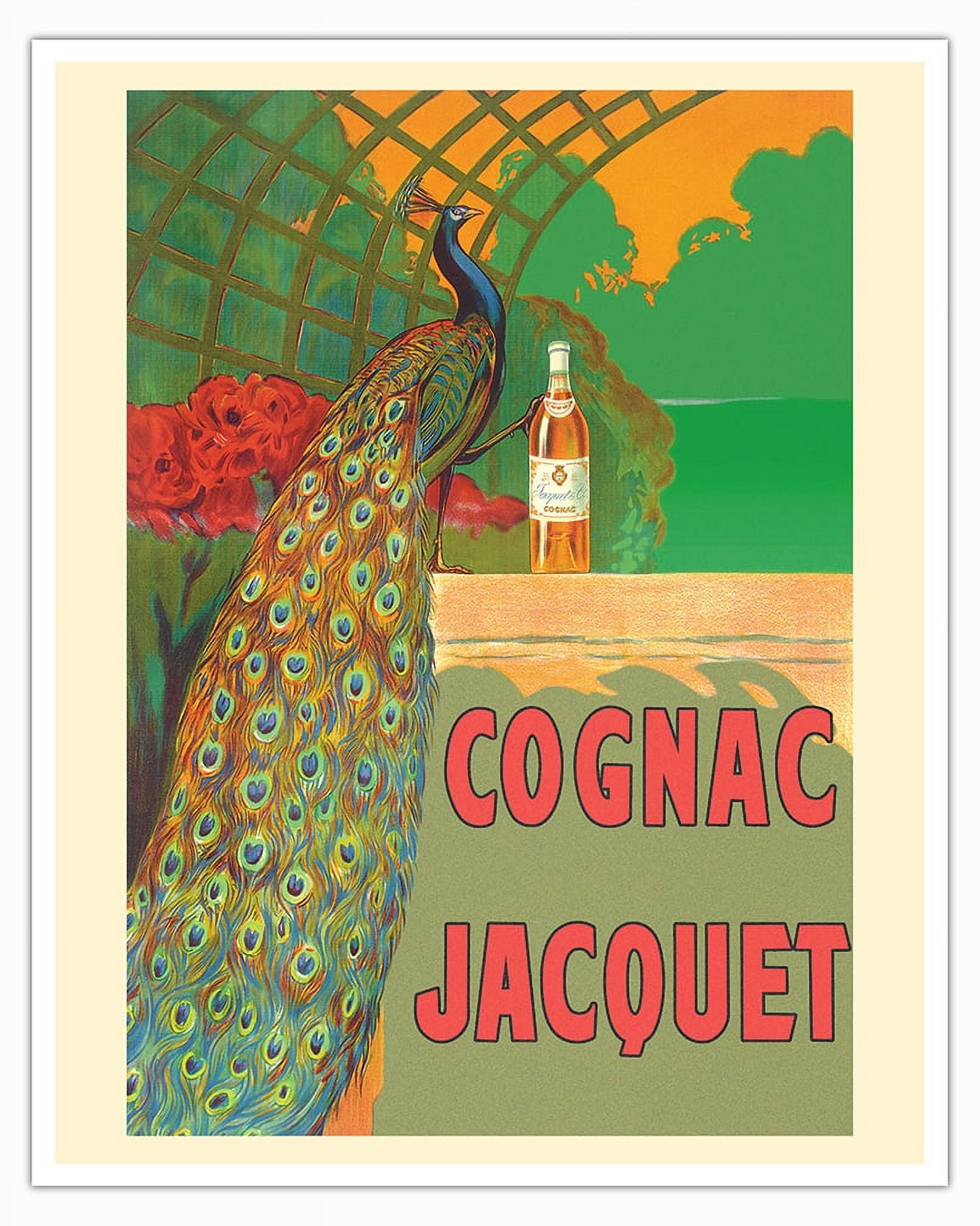 Jacquet French Cognac - Peacock - Vintage Advertising Poster by Camille ...