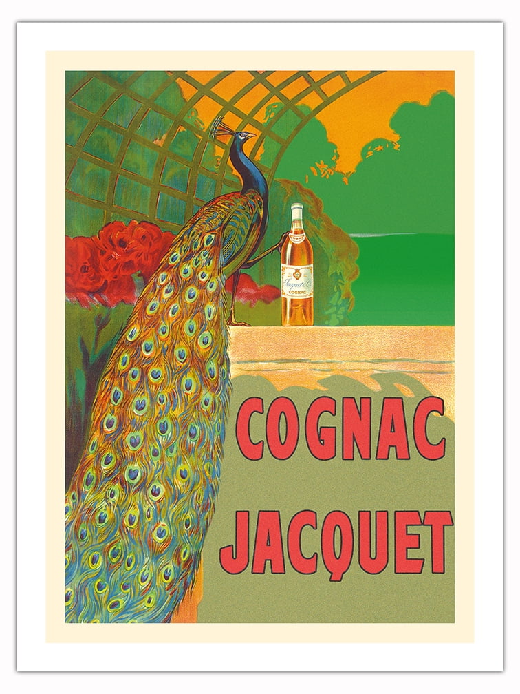 Jacquet French Cognac - Peacock - Vintage Advertising Poster by Camille ...