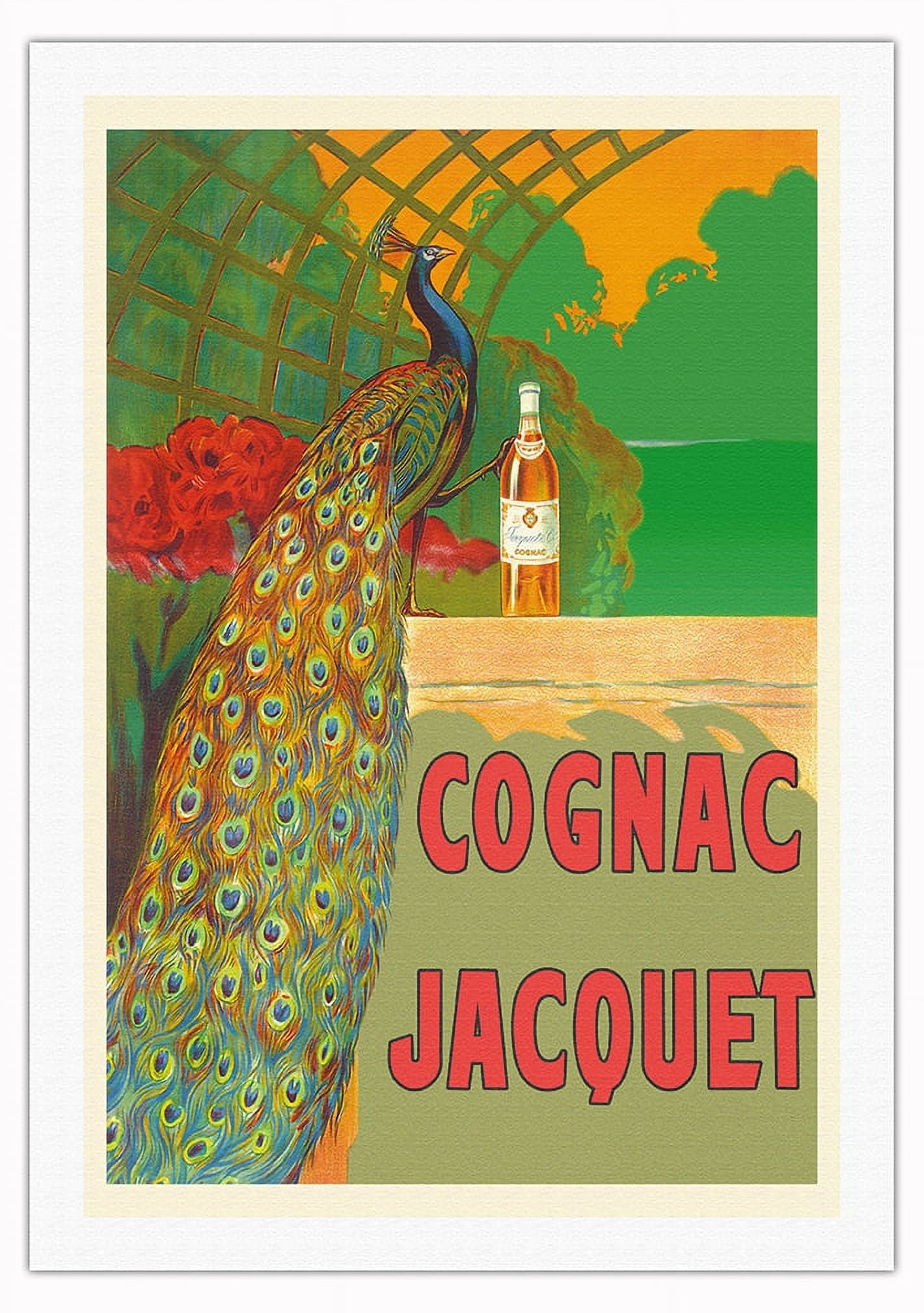 Jacquet French Cognac - Peacock - Vintage Advertising Poster by Camille ...