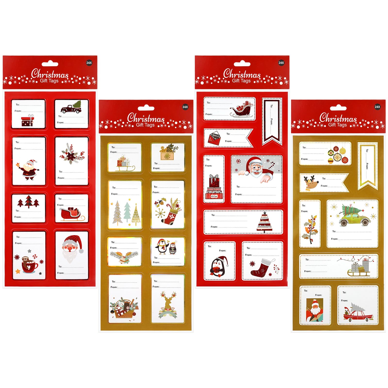 Jactales Christmas Gift Tag AIF4 Stickers - Gold & Red Foil,Large Label ...