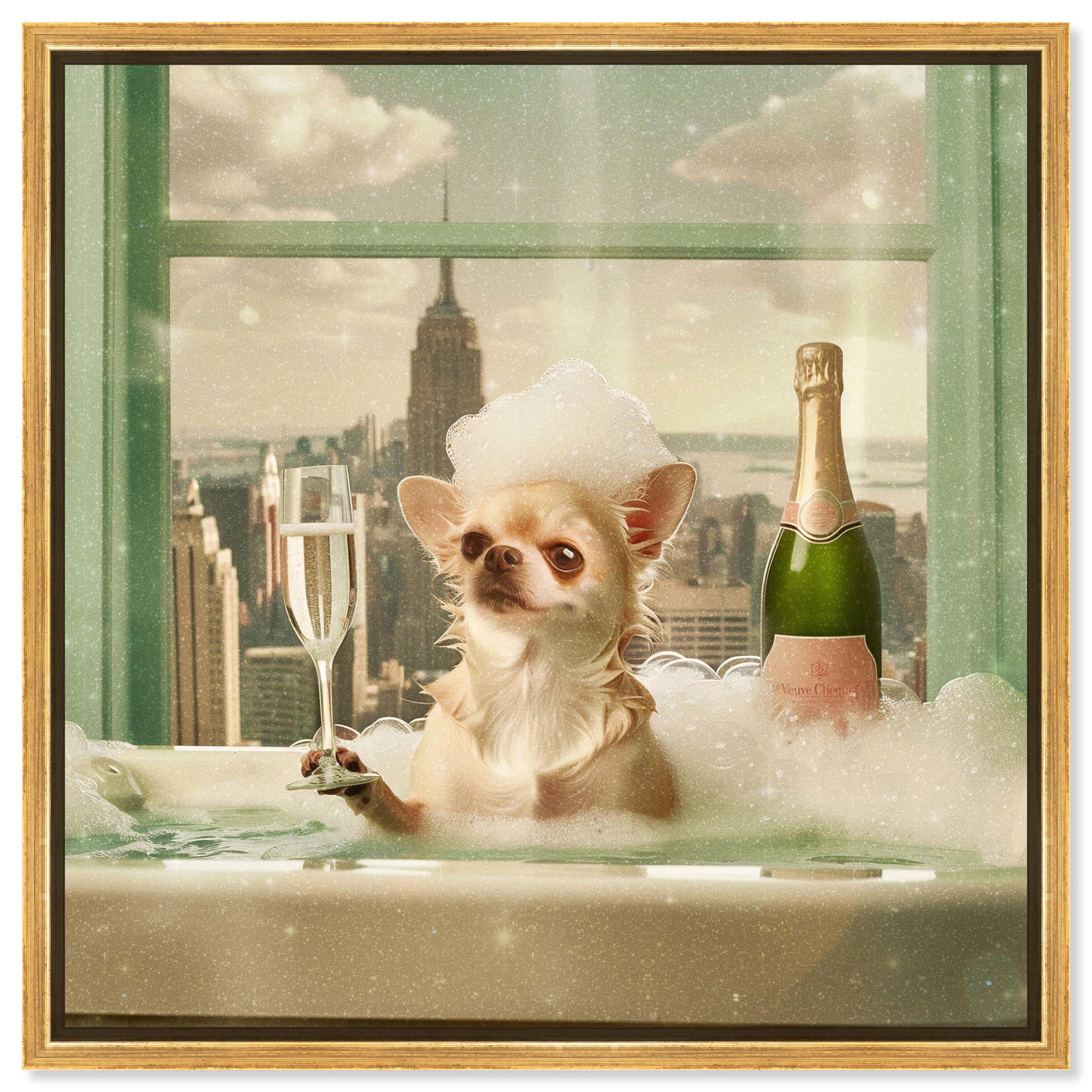 Jacuzzi Chihuahua Canvas Cute Pet Art Prints by Art Remedy, Gold Frame, 12" x 12" - Walmart.com