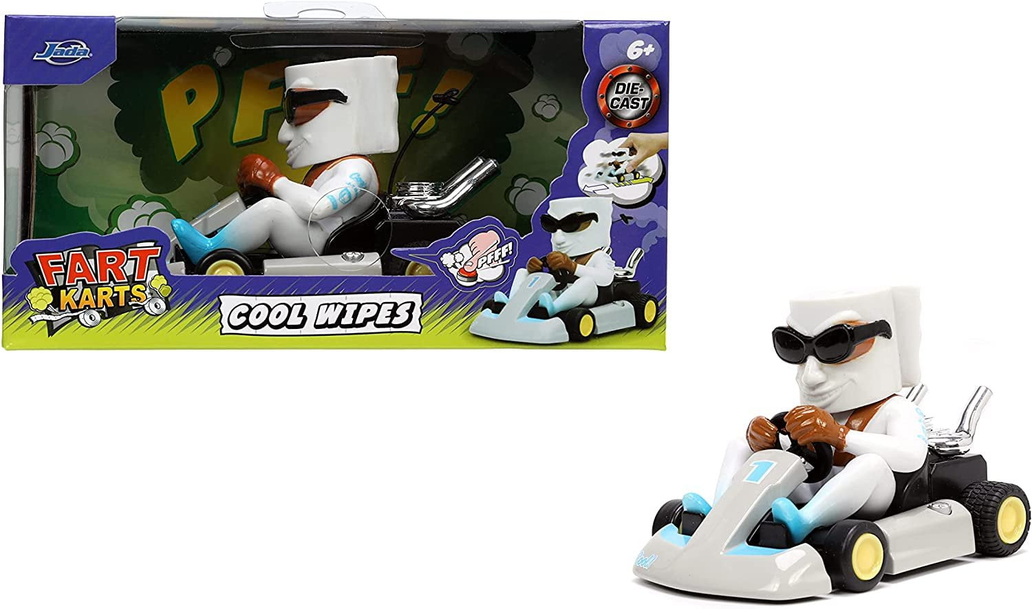 Jada Toys Fart Karts Cool Wipes Pull Back Car, 3.5 Toys for Kids Ages 6 ...