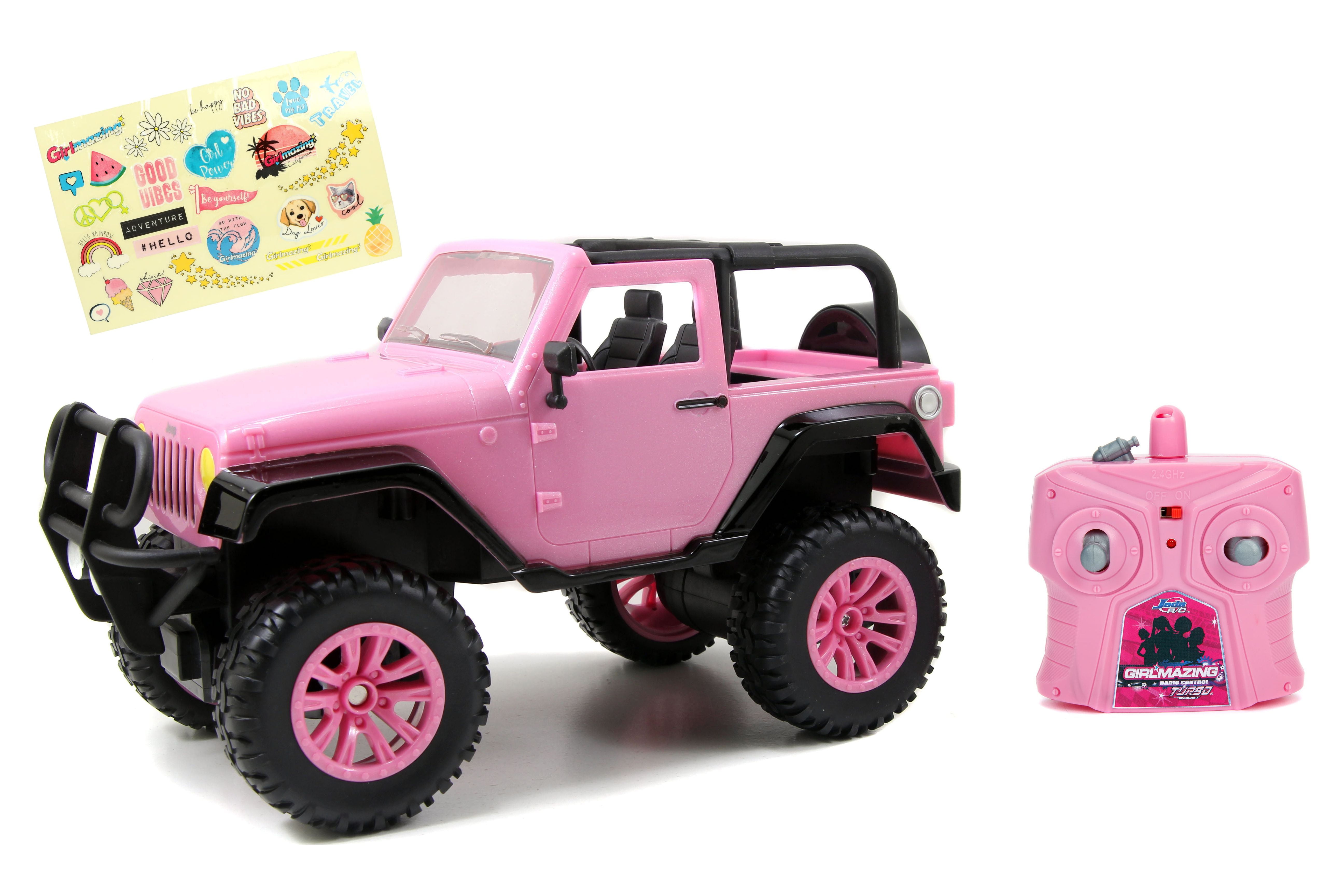 Girlmazing Jada Toys Pink Jeep Wrangler 1:16 Large RC Toy for Kids ...