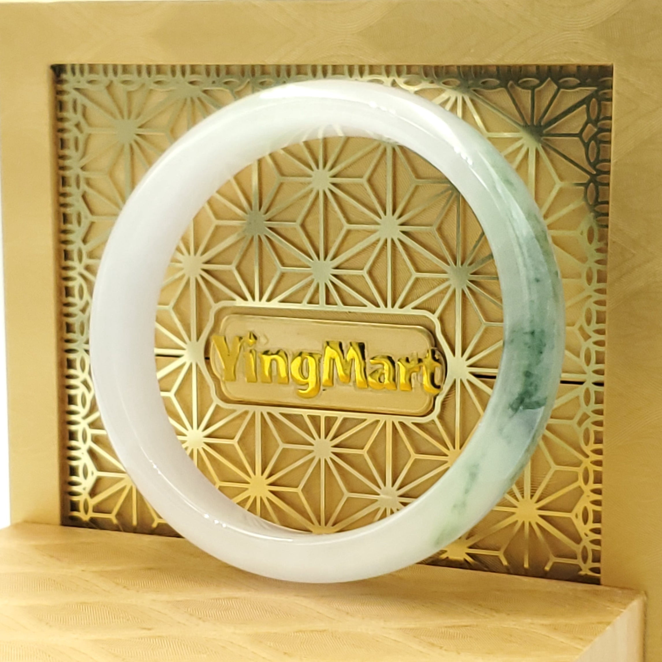 Jade Bangle 48–72mm | YingMart Natural-Colour Jade White Green Gift for ...