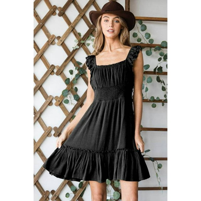Jade By Jane Rushed Waist Square Neck Ruffled Sleeveless Plus Midi ...