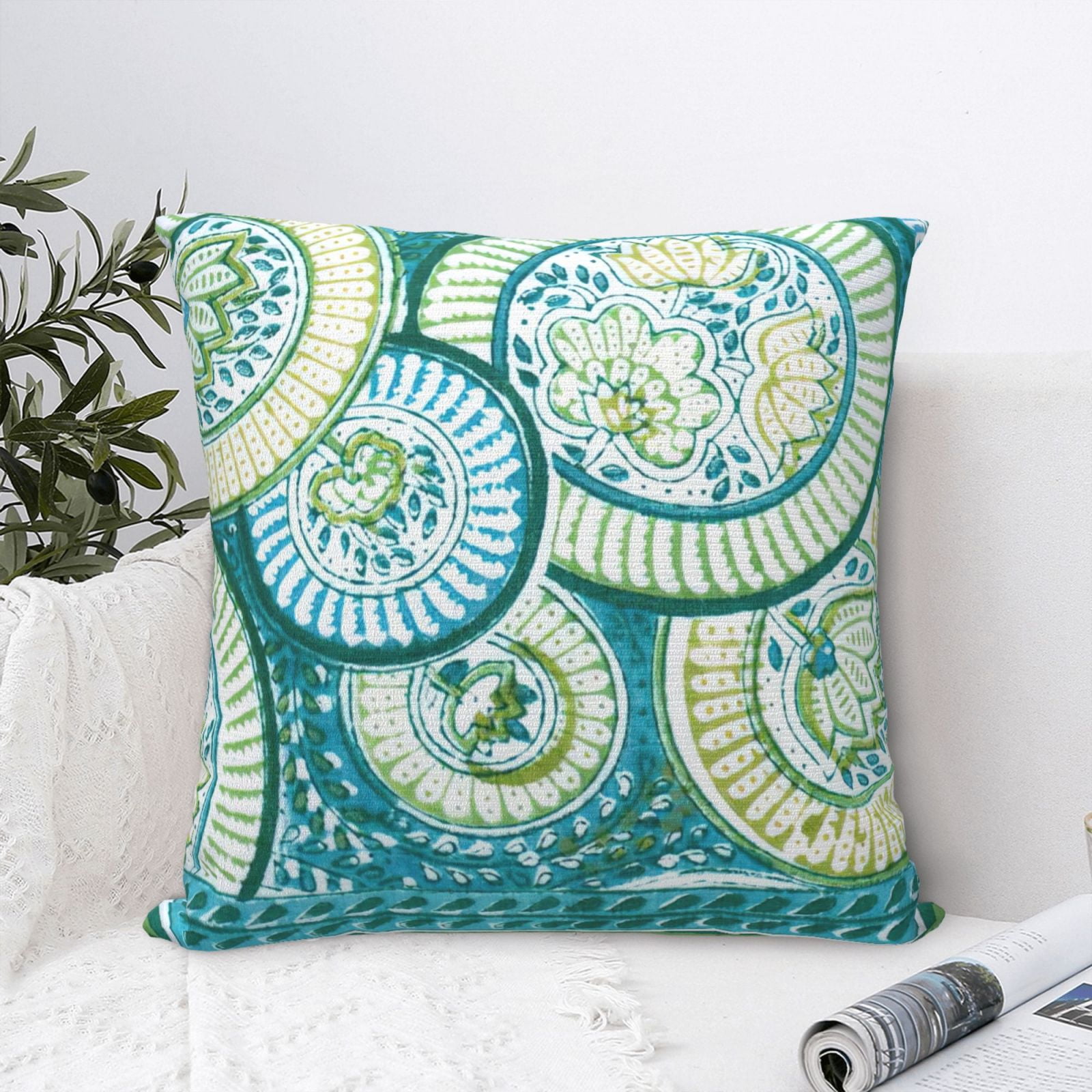 Jade Circles Throw Pillow Covers Sofa Rustic Home Decor For Living Room ...
