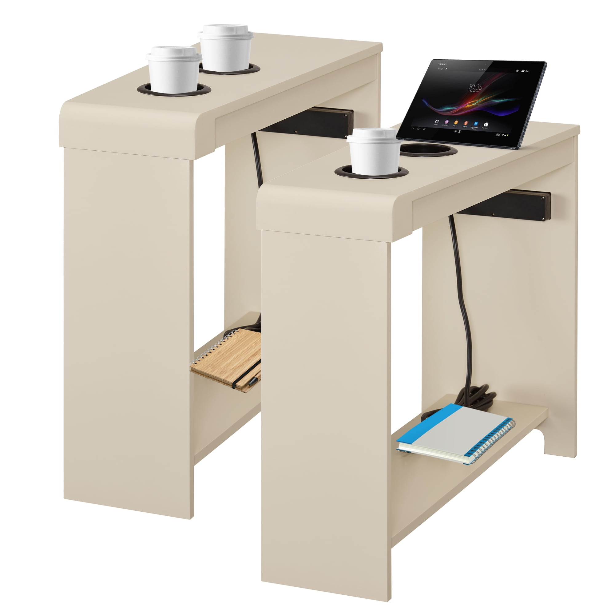 Naomi Home Jade End Table Set of 2, Cream, with USB Ports & Outlets - Walmart.com