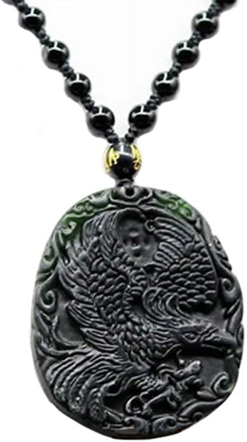 Jade Flying Eagle Necklace,Certified Serpentine Jade Protection Amulet ...