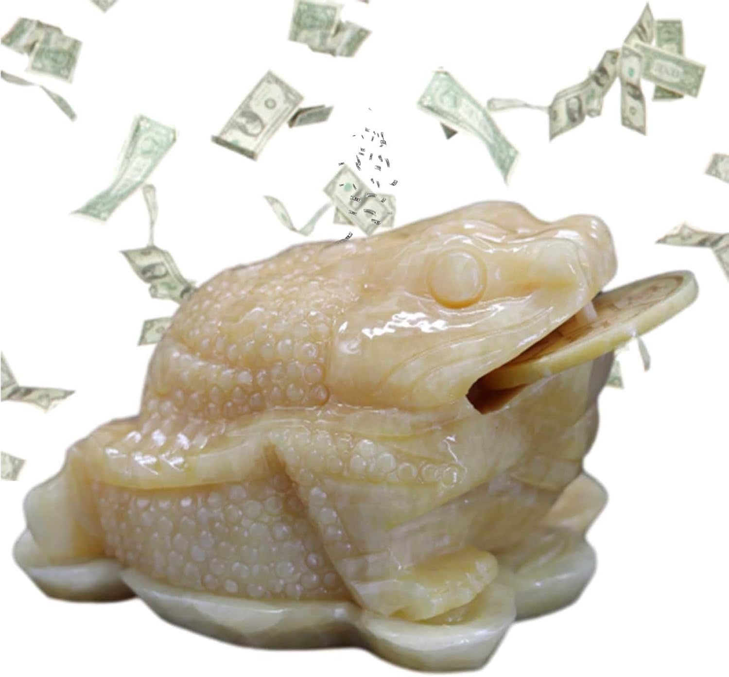 Jade Frog with Coin in Mouth, Feng Shui Jade Money Frog Three Legged ...