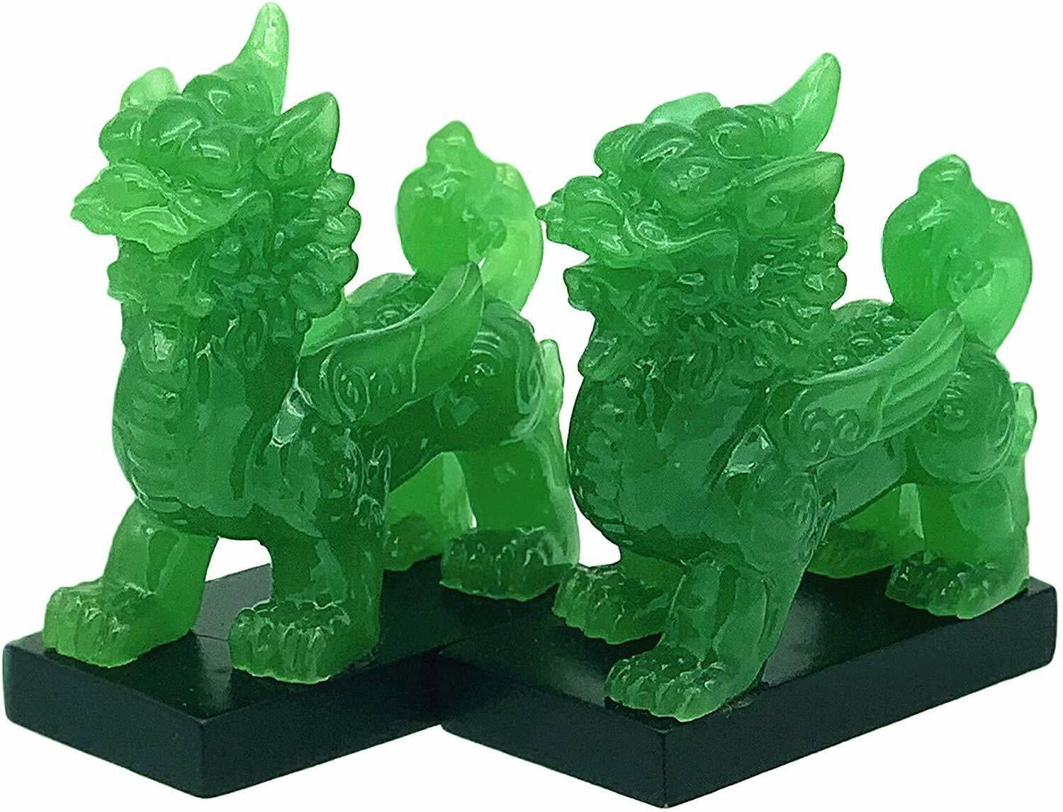Jade Green Color Feng Shui Wealth Pi Yao /Pi Xiu Statue Figurine Decor ...