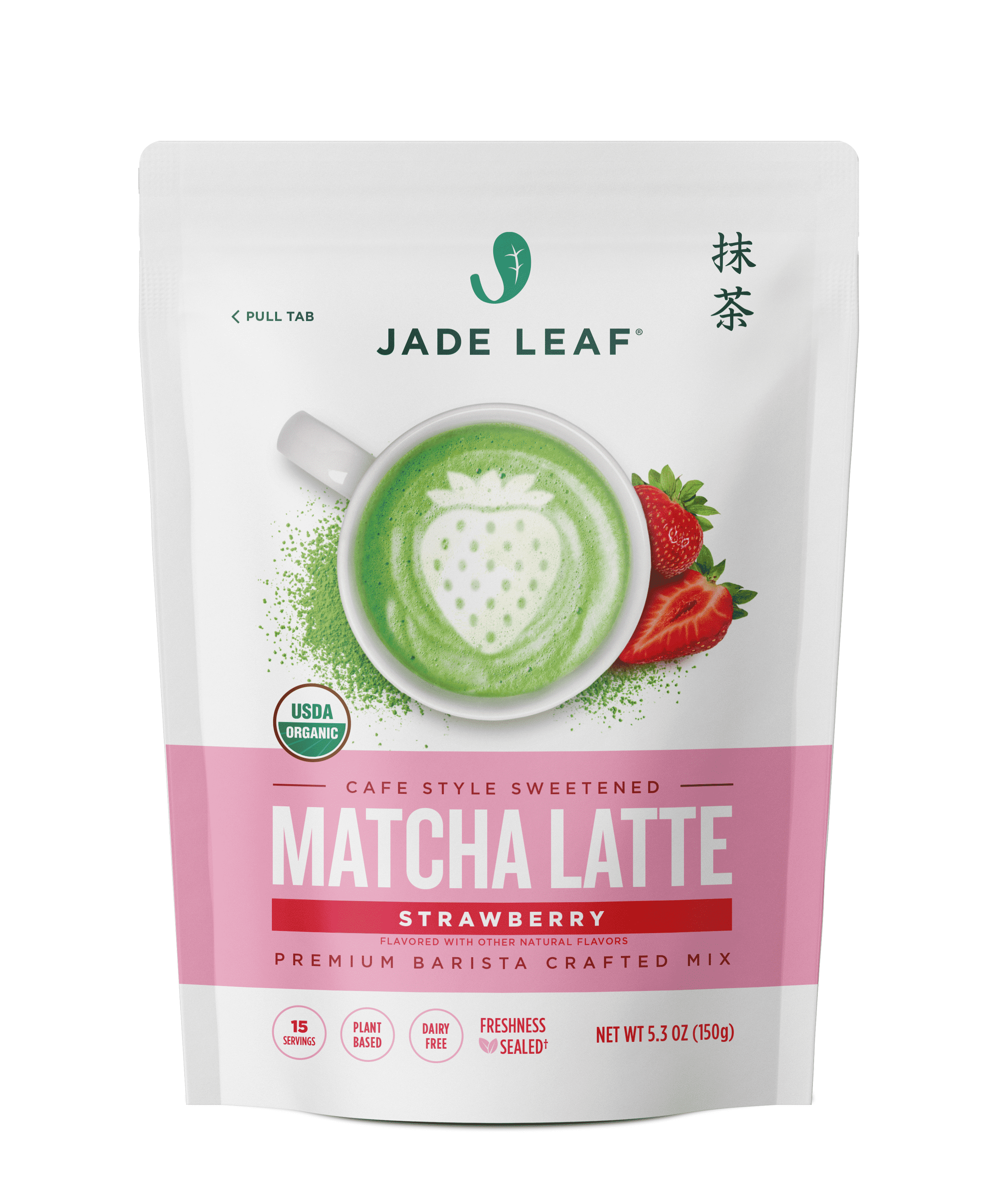 Jade Leaf Matcha Latte Powder Mix, Organic, Dairy-Free, Strawberry, 5 ...