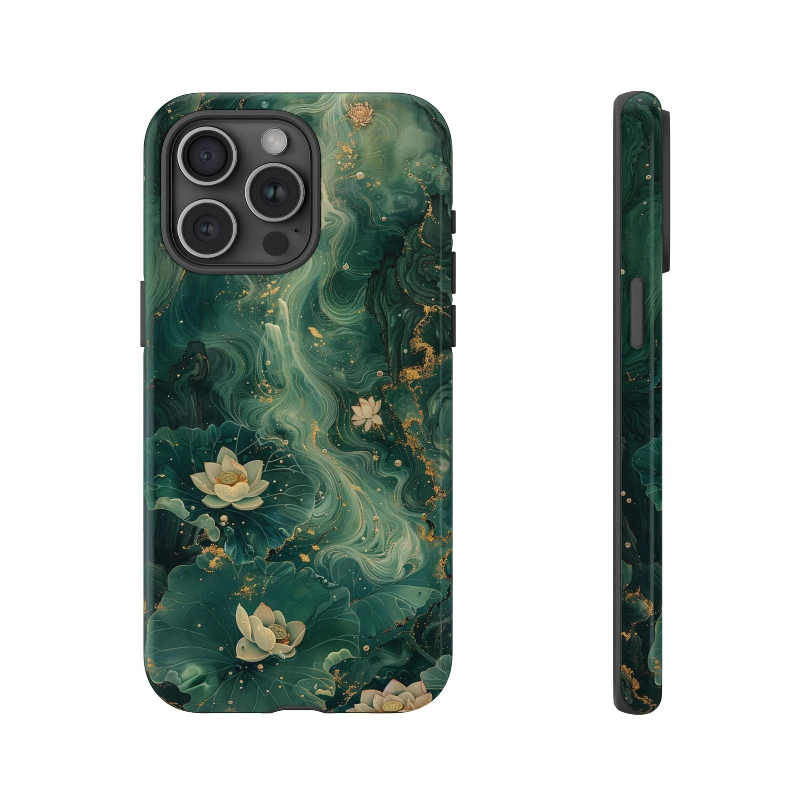 Jade Lily Lotus Flower Botanical Art Case for iPhone 17 through 11 Pro ...