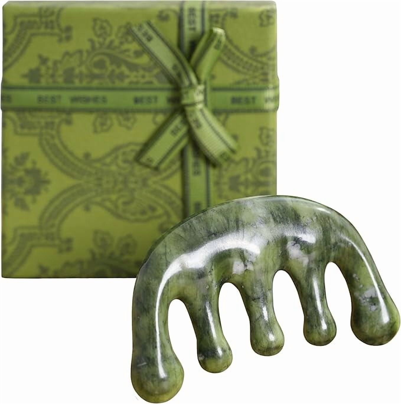 Jade Meridian Massage Comb for Face & Scalp, Natural Stone, Stimulates ...