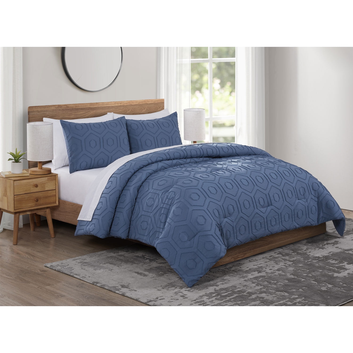 Jade + Oake Asher Modern Hexagon Microfiber Comforter Set, Full-Queen ...