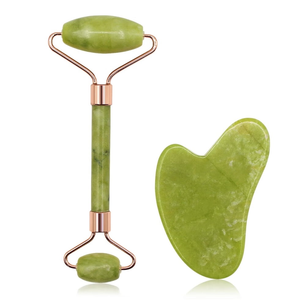 Jade Roller for Face and Gua Sha Facial Tools Set,Natural Stone Beauty ...