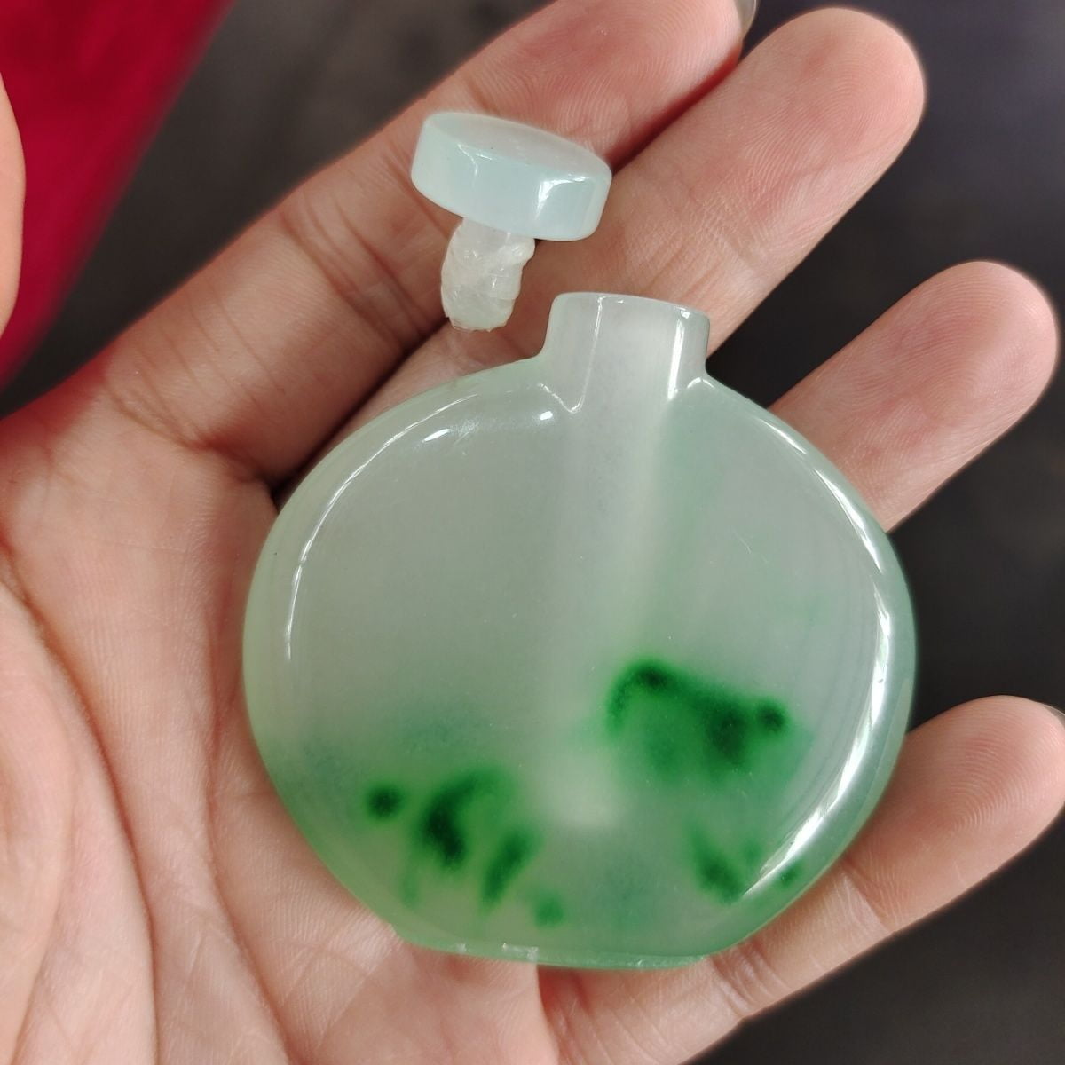 Jadeite Green Snuff Bottle Antique Jade Collection White Ice Floating ...