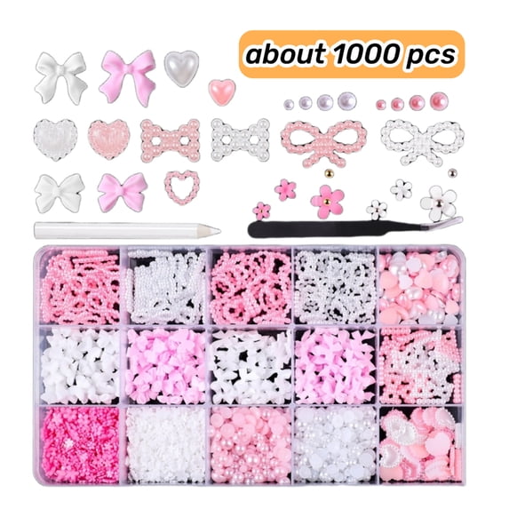 Jademall 1000Pcs 3D Bow & Heart Nail Art Accessories, Nail Art ...