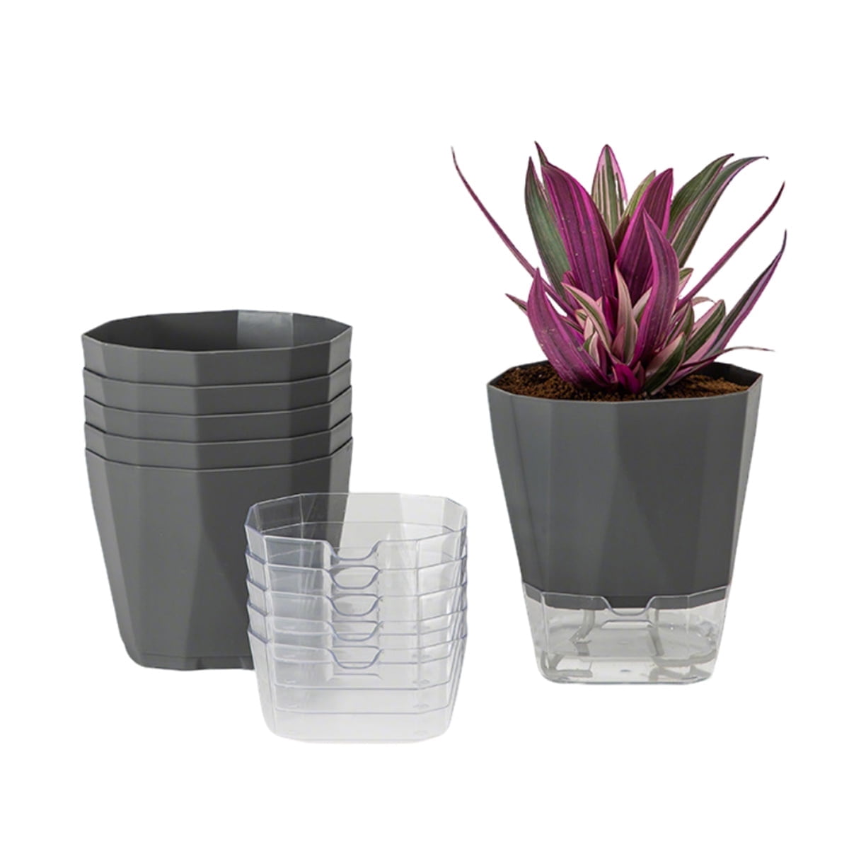 Jademall 6-Pack Self Watering Plant Pot, 5" Small Plastic Self-Watering ...