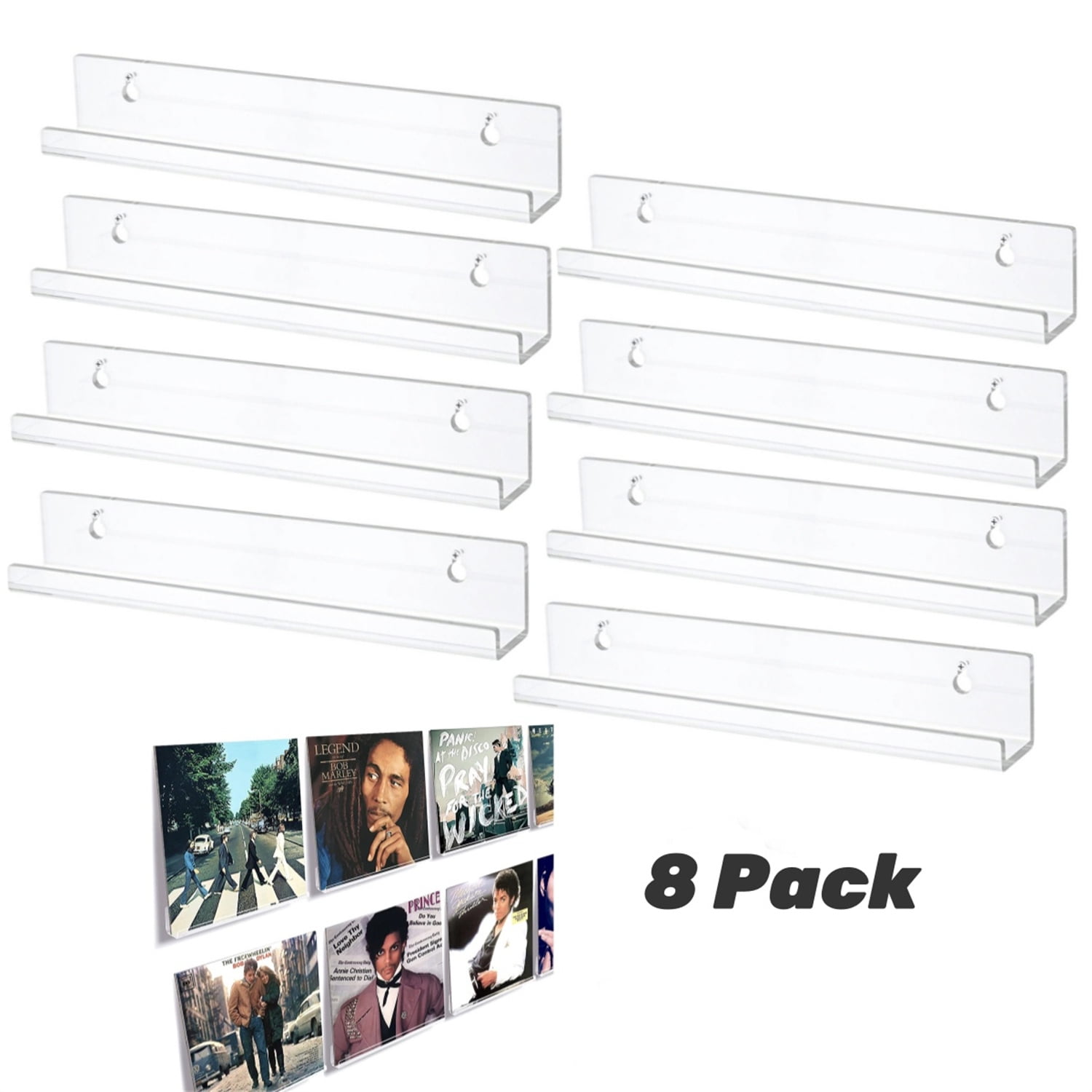 Jademall 8Pcs Vinyl Record Floating Shelves, 12inch Acrylic Album ...