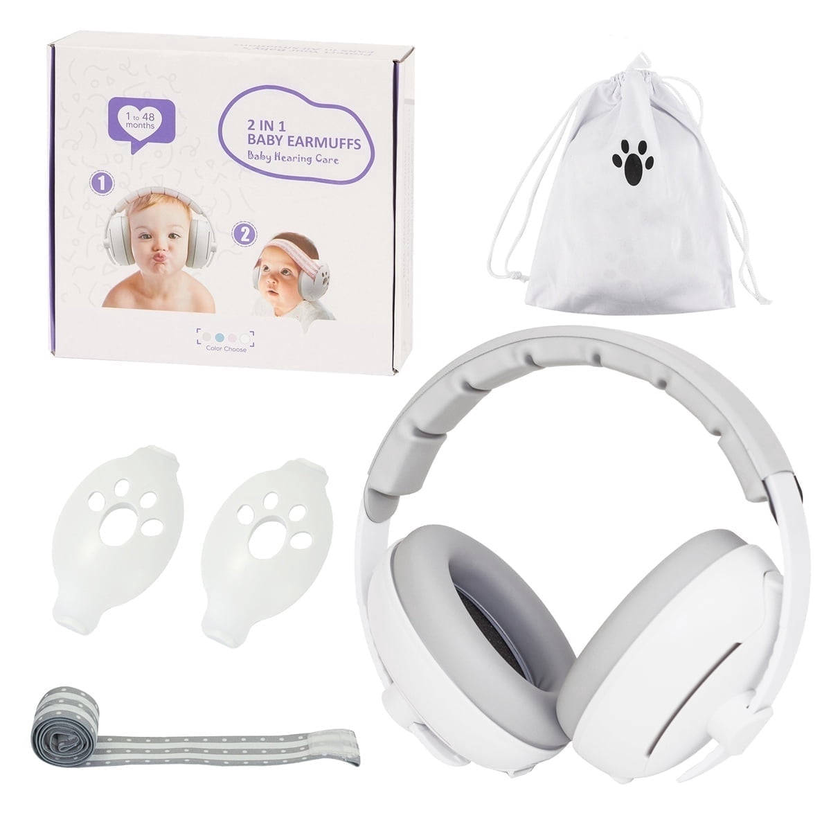 Jademall Baby Ear Muffs Noise Protection, 2-in-1 Baby Ear Muffs ...