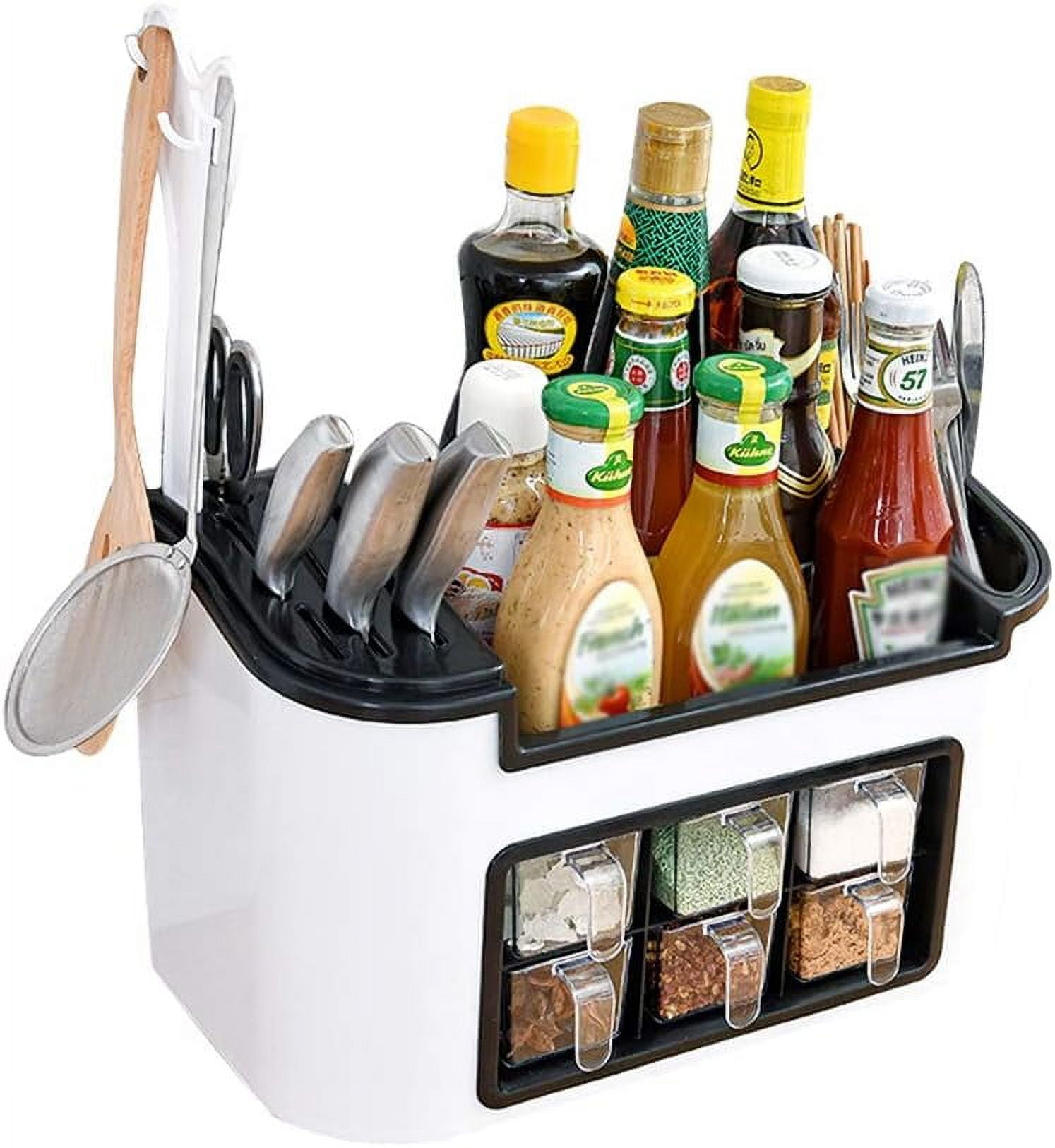 Jadeshay Kitchen Organizer Knife Spoon Utensil Holder & 6 Storage Box ...