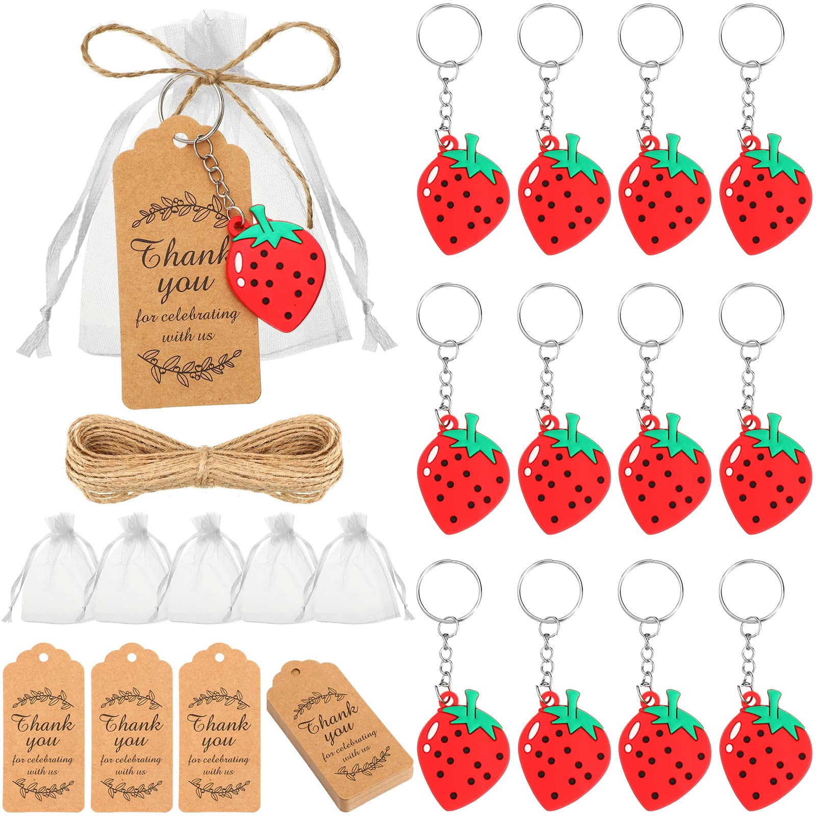 Jadive 24 Sets Strawberry Keychains Strawberry BSL1 Baby Shower Party ...