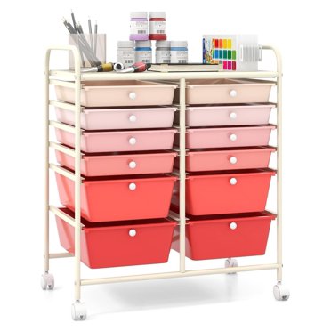 Gymax 10-Drawer Rolling Storage Cart Tools Scrapbook Paper Organizer on ...