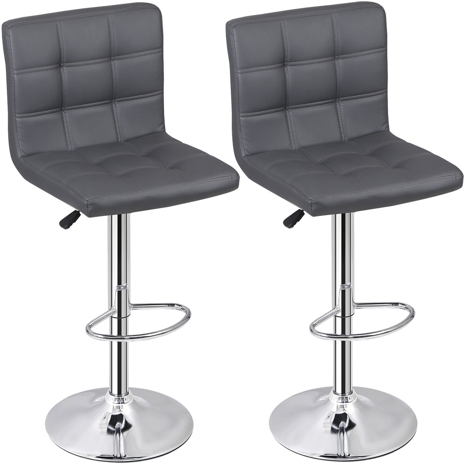 Jadona 2/4PCS Square PU Leather Adjustable Bar Stools with Back Counter ...
