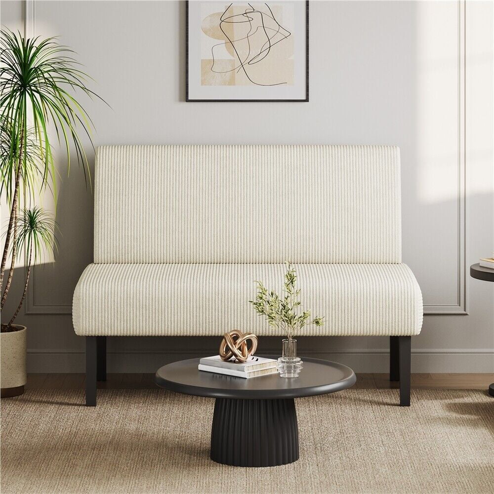 Jadona 2 Seater Armless Mini Small Sofa Corduroy Compact Loveseat Couch ...