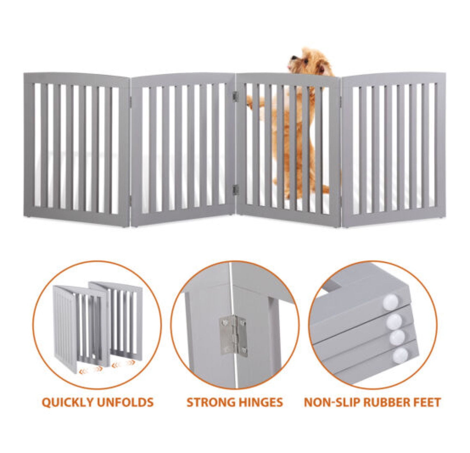 Jadona 24" Pet Gate Step Over Fence Doorway Hall Stair Folding Dog ...