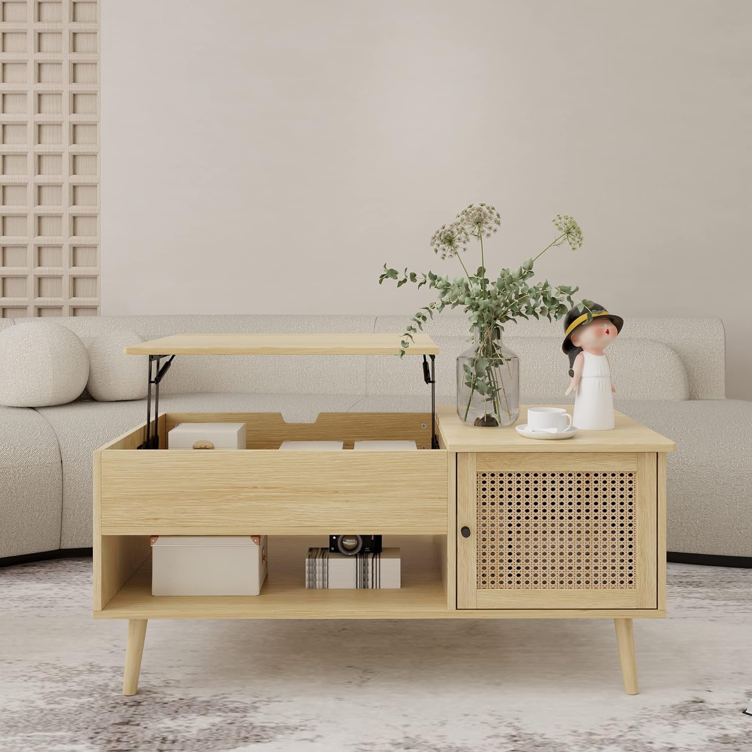 Jadona Coffee Table with Hidden Compartment, Big Storage Space ...