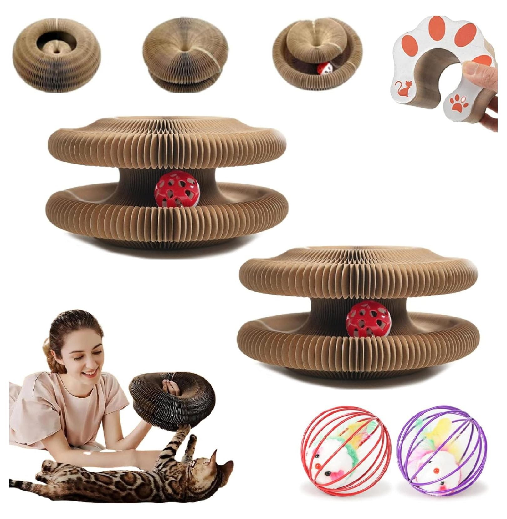Jadona Kitty Kurlz, Kitty Kurlz Cat Toy, Foldable Cat Accordion Toy, Interactive Scratch Pad ...