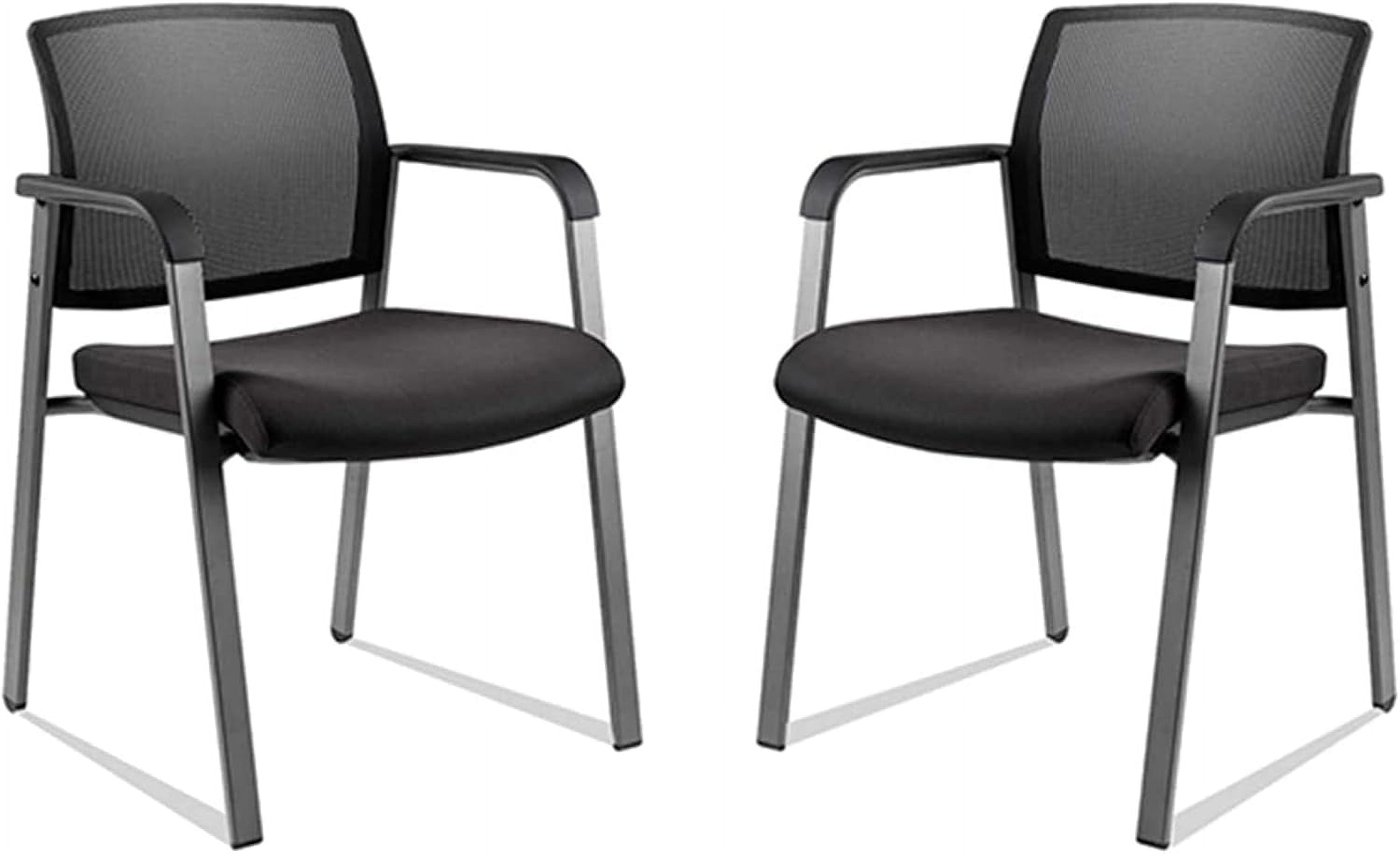 Jadona Mesh Back Stacking Arm Chairs with Upholstered Fabric Seat and ...