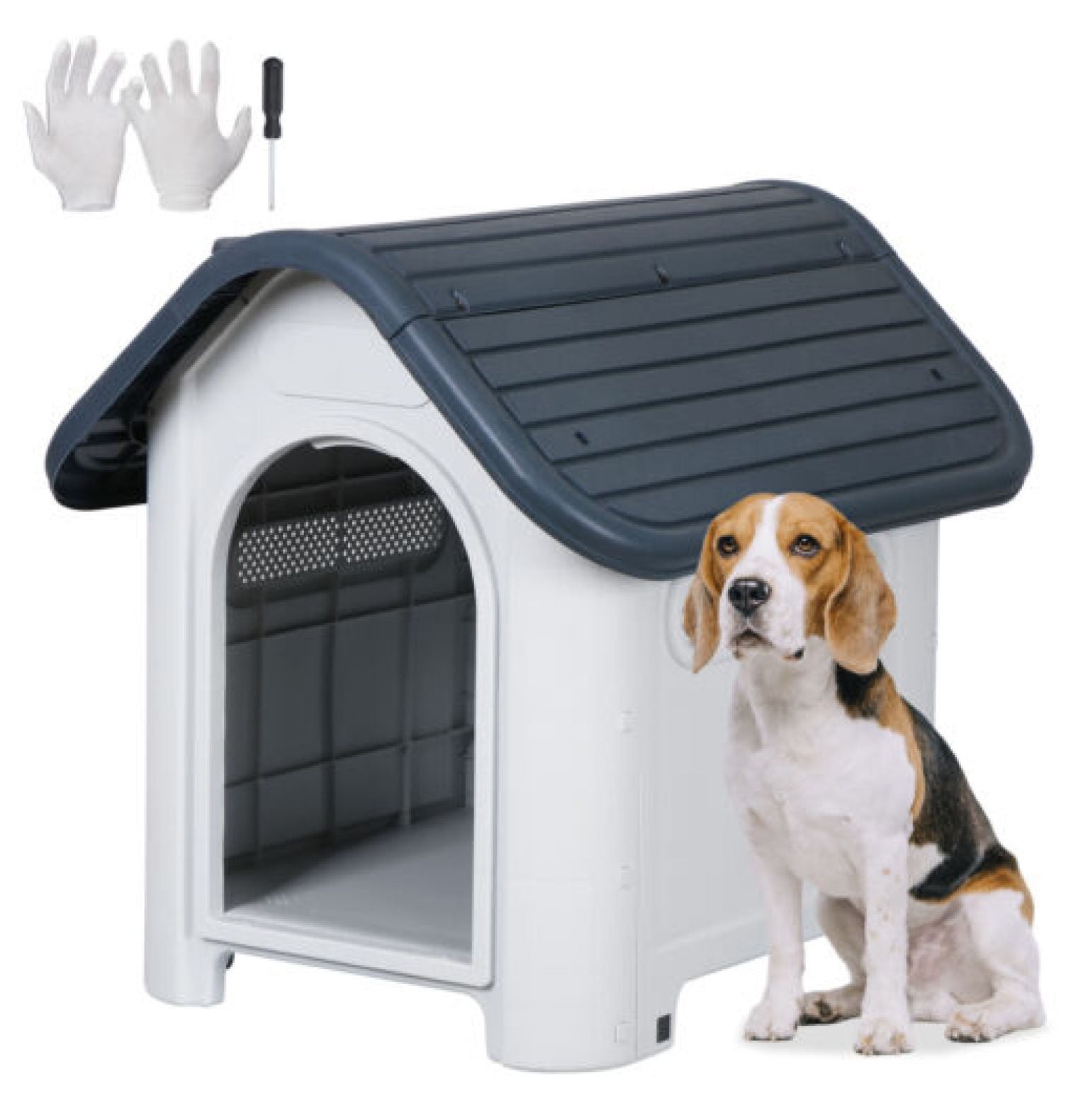 Jadona Plastic Portable Dog House Water Resistant Large Pet House Arch ...
