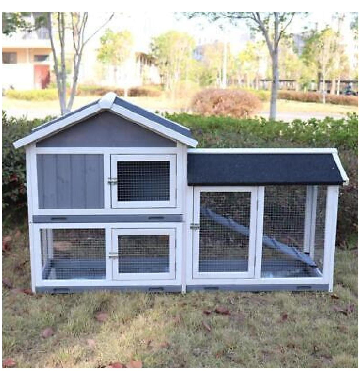 Jadona Rabbit Hutch, Indoor Bunny Cage, Outdoor Rabbit Cages with Run ...